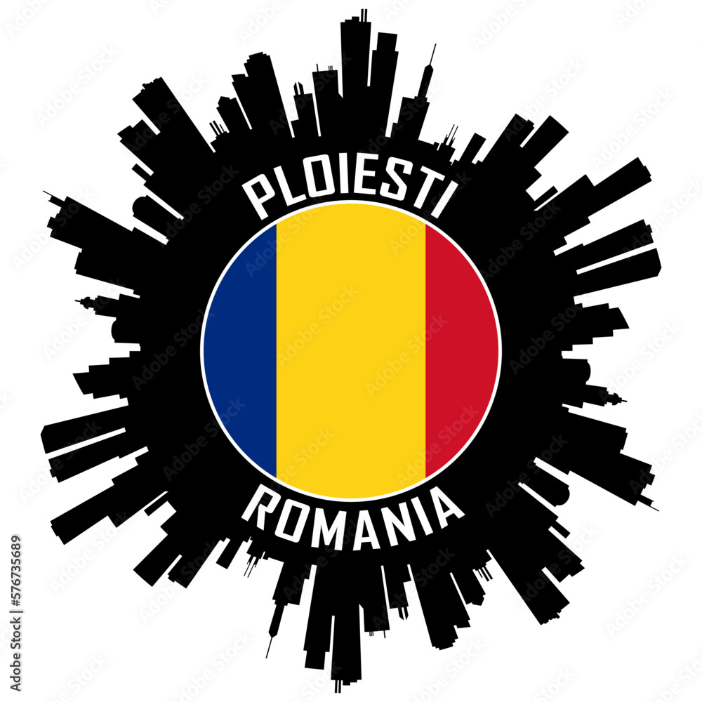 Ploiesti Romania Flag Skyline Silhouette Ploiesti Romania Lover Travel ...