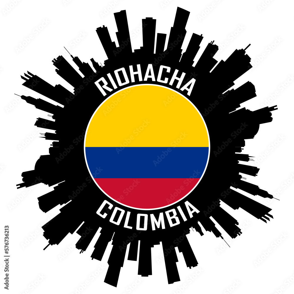 Riohacha Colombia Flag Skyline Silhouette Riohacha Colombia Lover ...