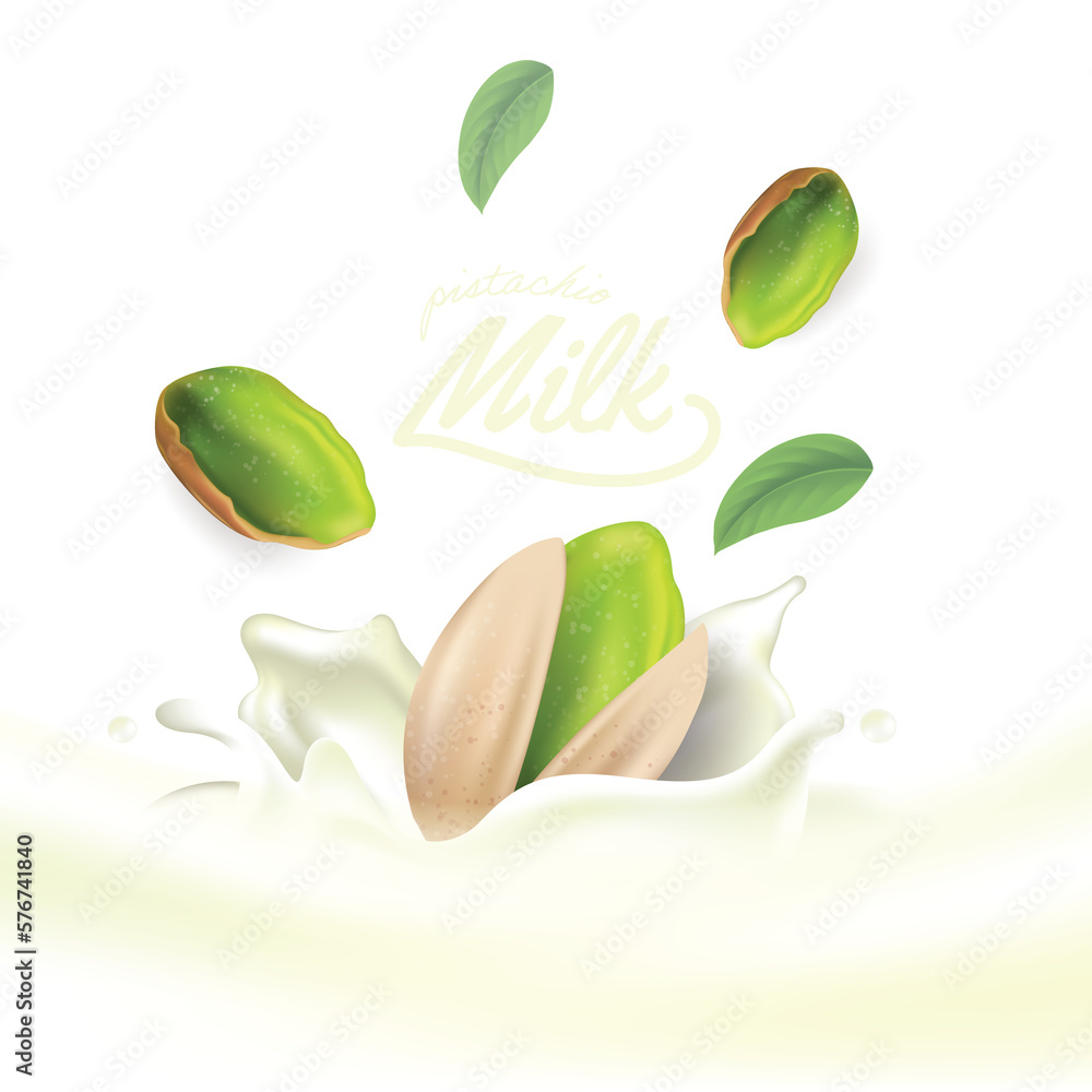 Realistic Pistachio splash background illustration Stock Illustration ...
