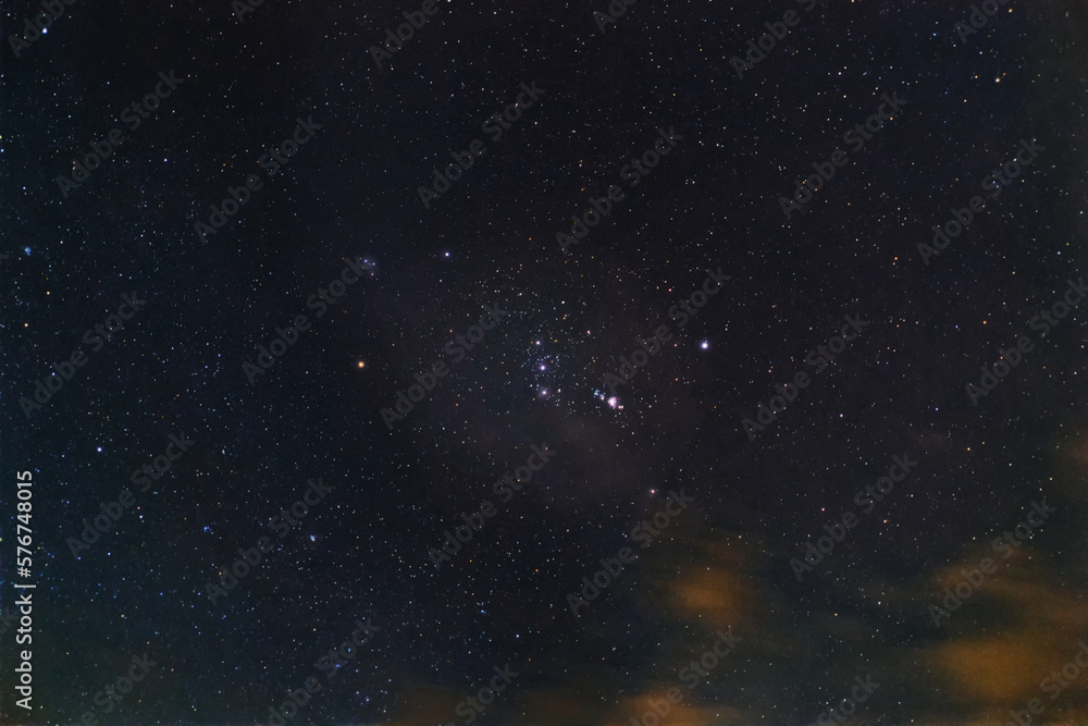 The Orion constellation with Nebula M42 and Barnards loop. The ...