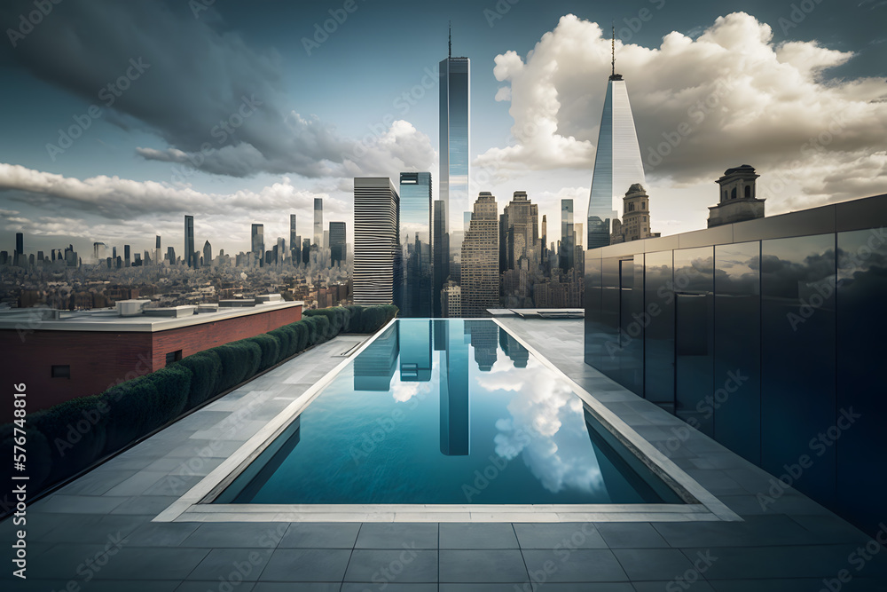 Rooftop Pool at Luxury 5-star Hotel with a great view of the metropolis ...