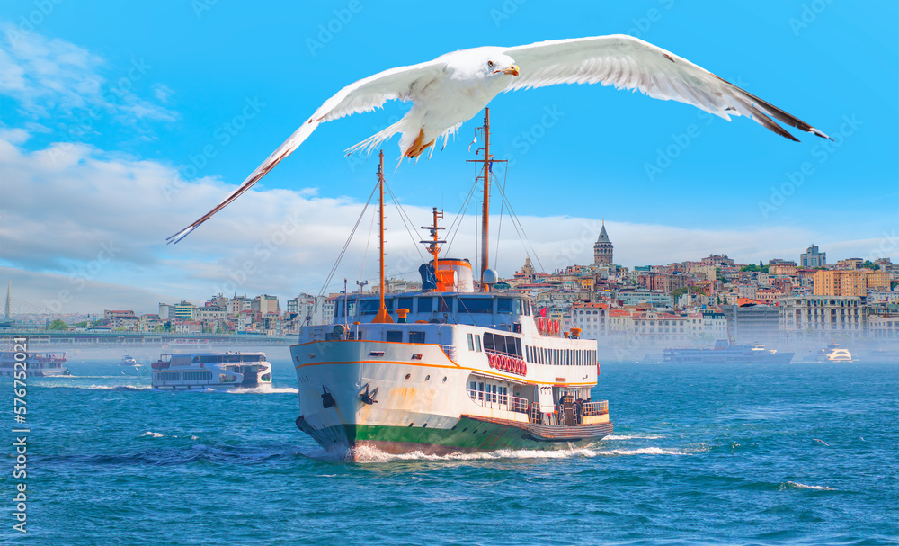 Sea voyage with old ferry (steamboat) in the Bosporus - Dolmabahce ...