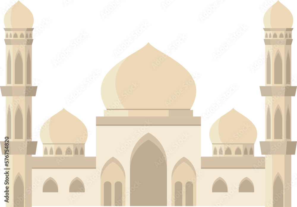 Modern flat illustration islamic mosque building. Mosque Cartoon Flat ...