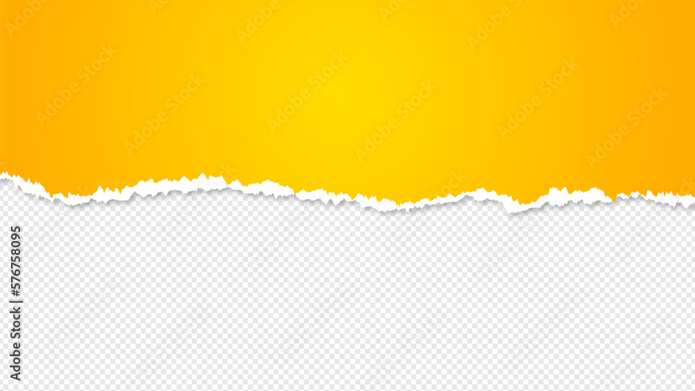 Torn paper with a yellow color on a transparent background. Stock ...