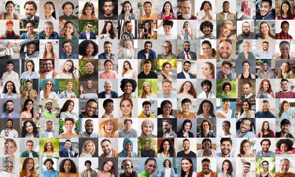 Collection of candid photos of diverse people, collage Stock Photo ...