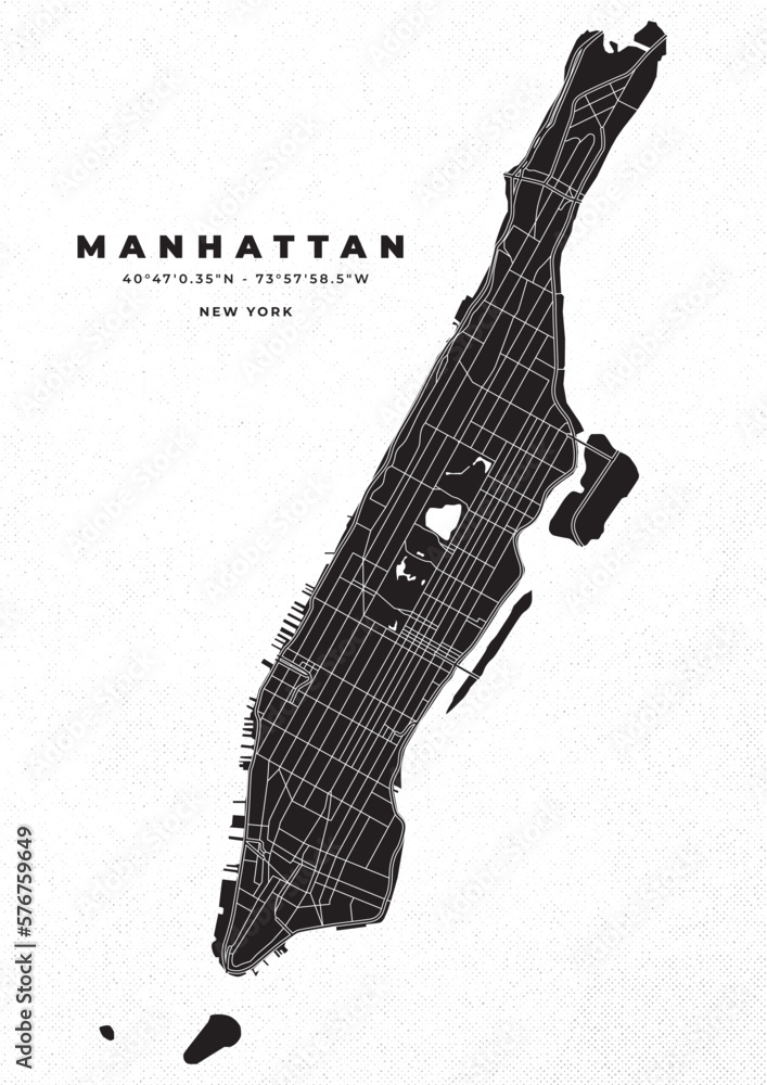 Manhattan New York map vector poster and flyer Stock Vector | Adobe Stock