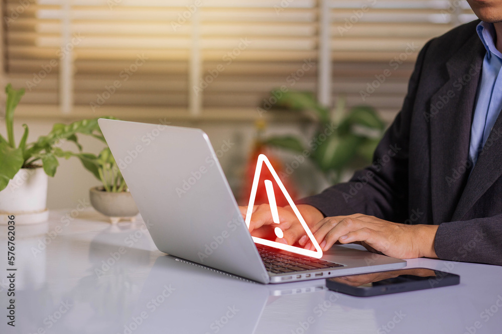 System hacked alert after cyber attack on computer network. compromised ...