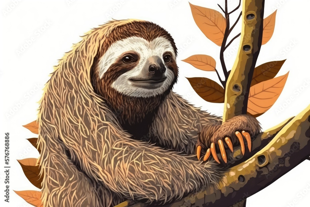 The three toed sloth known as the brown throated sloth (Bradypus ...