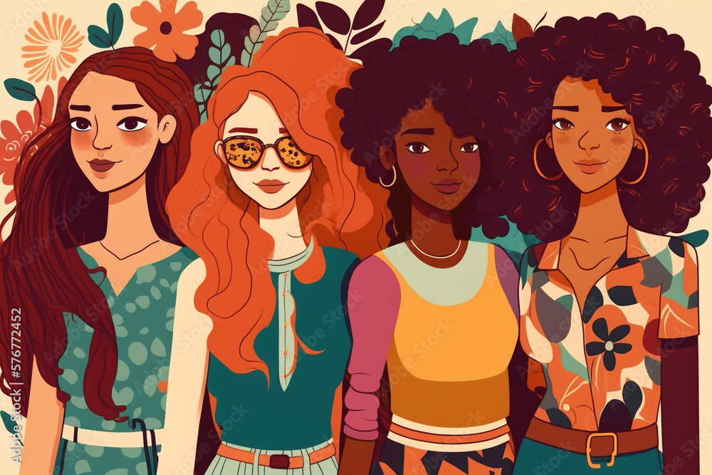 Diversity, women of all kinds of shapes in cartoon style Stock ...