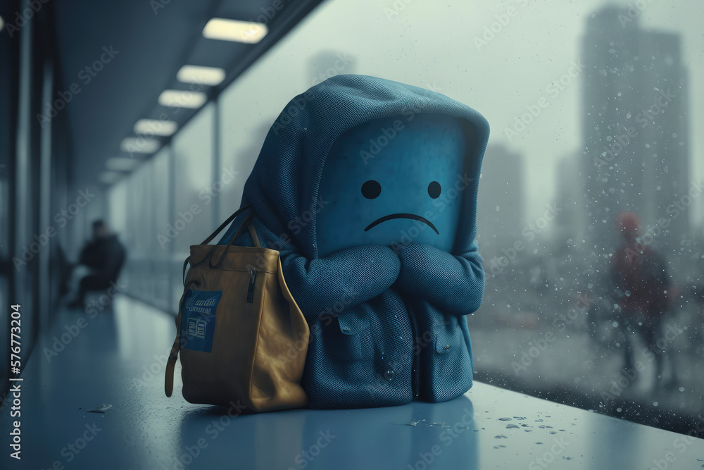 Depression concept, the most sad and depressing day. Blue Monday ...