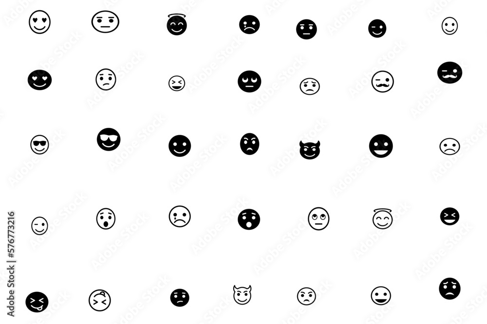 Vector Emoticon Big Set Emoji Pack All Face And Hand Emojis Vector