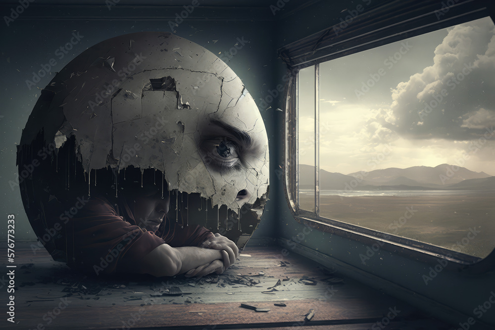 Depression concept, the most sad and depressing day. Lonely Man in ...