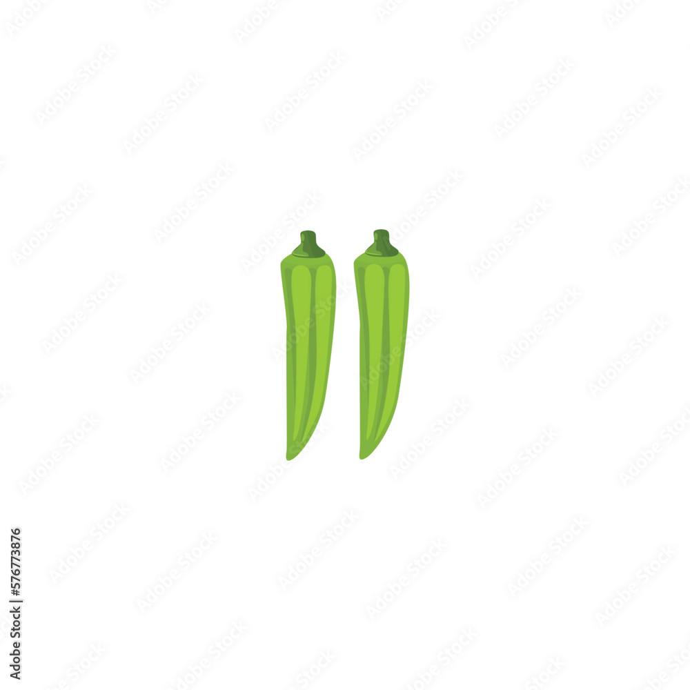 Okra or okro, ladies' fingers or ochro. Vector illustration isolated on ...