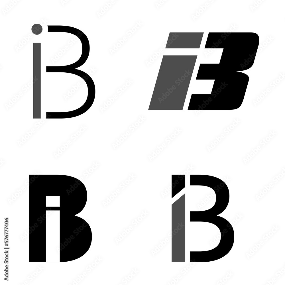 Set of abstract letter IB logo. This logo icon incorporate with ...