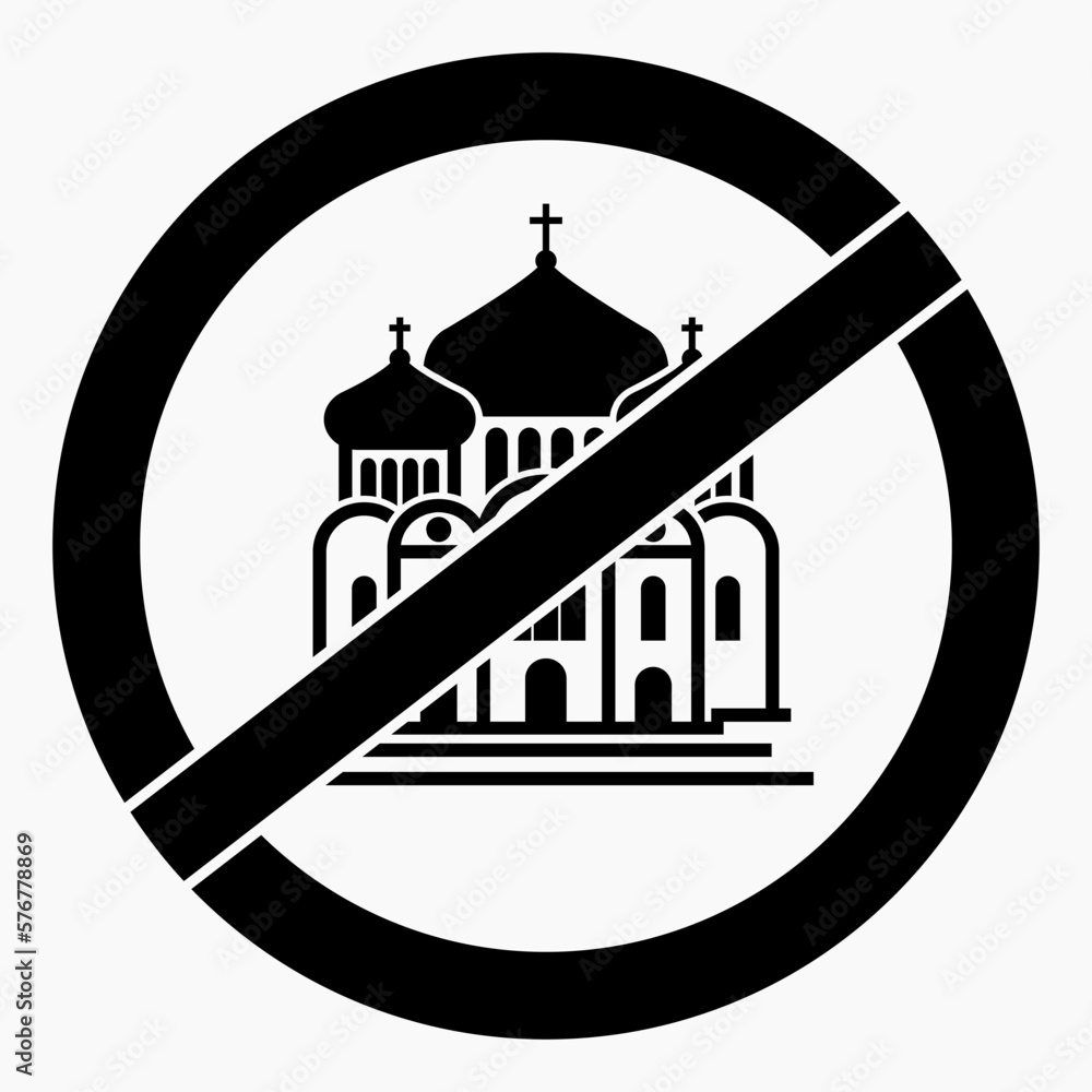 Vetor de Church prohibition sign. There is no church. Prohibition of ...