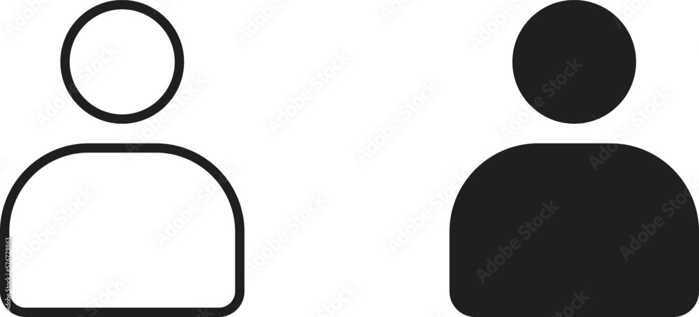 user icon simple trendy flat style line and solid Isolated vector ...
