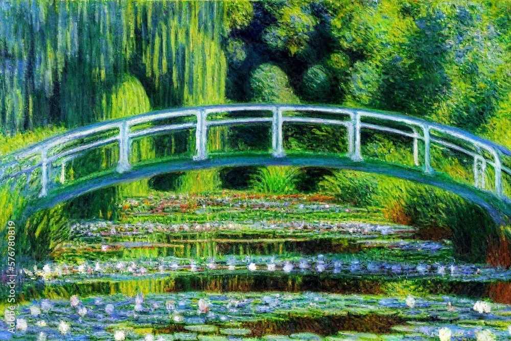 Bridge Over A Pond Of Water Lilies