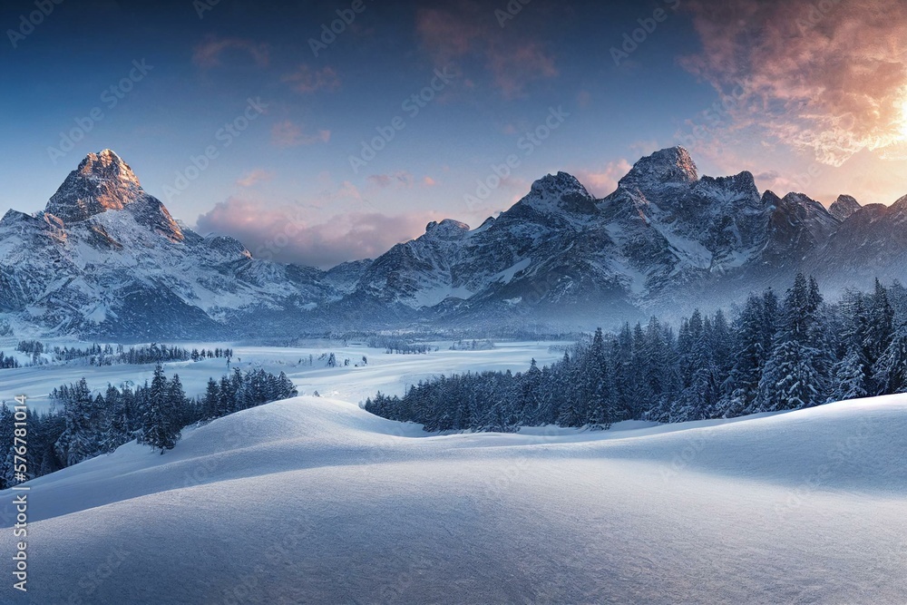 Tatra Mountains in winter covered with snow HDRI Panorama. Generative ...