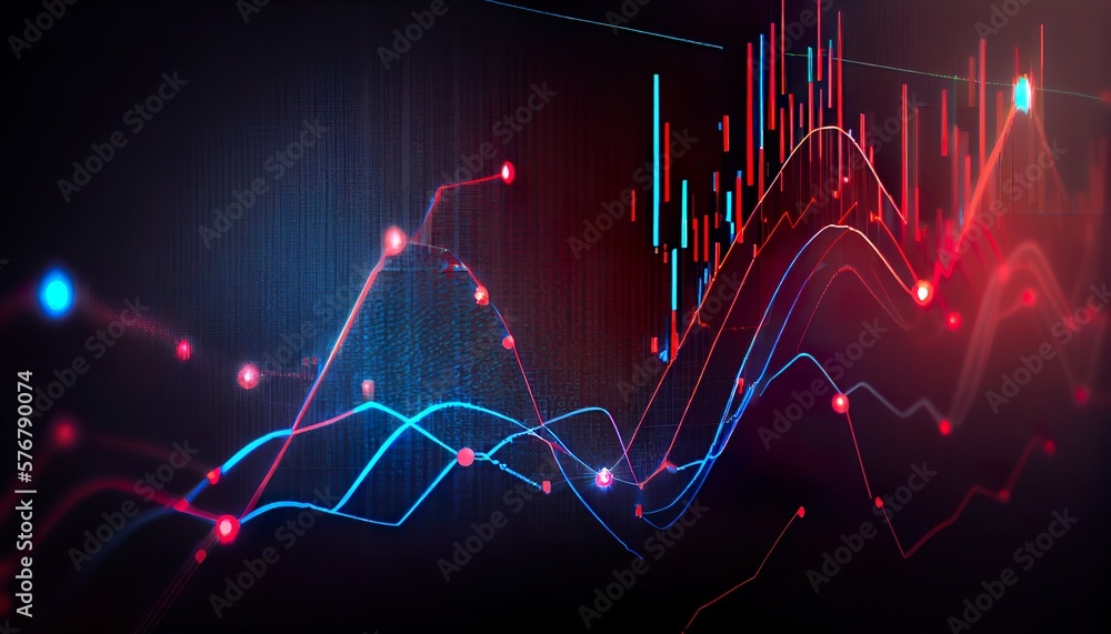 Financial graphs, glowing lines and diagram on digital screen. Trading ...