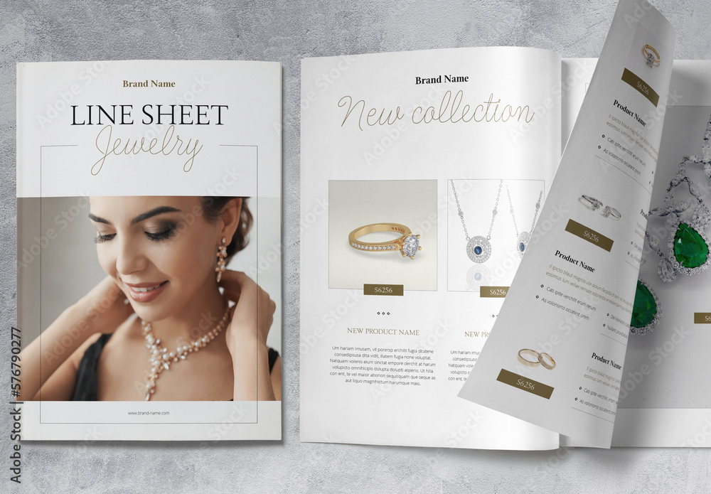 Product Catalog Layout with Gold Accents Stock Template | Adobe Stock