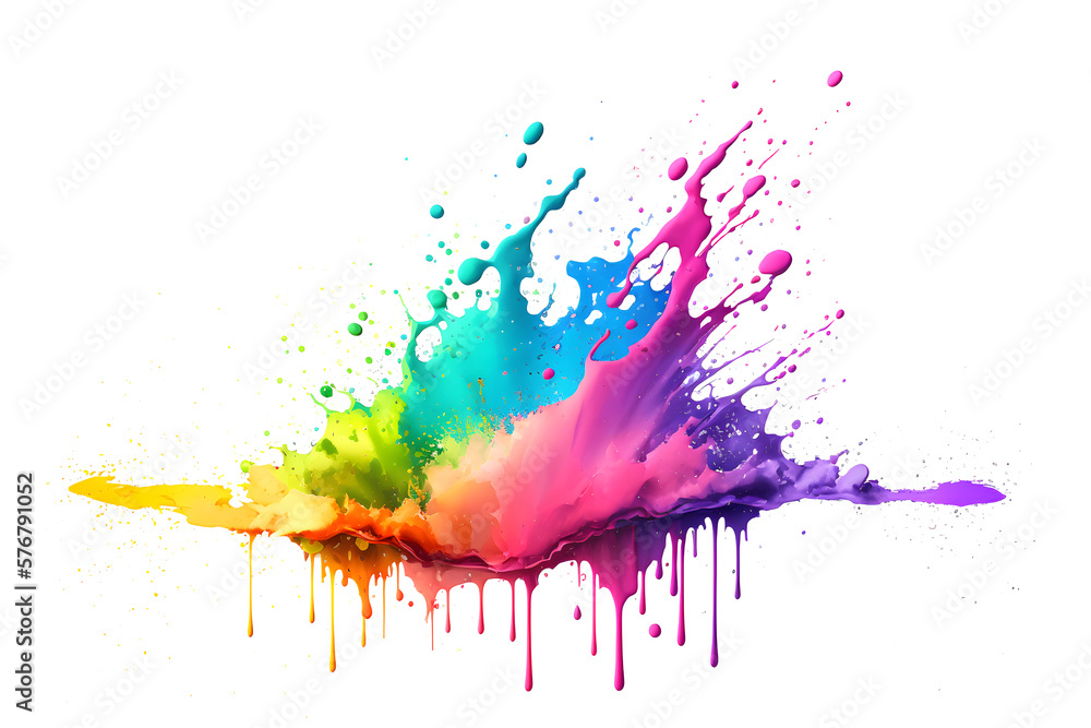 Abstract paint color splatter isolated on white background. Bunch of ...