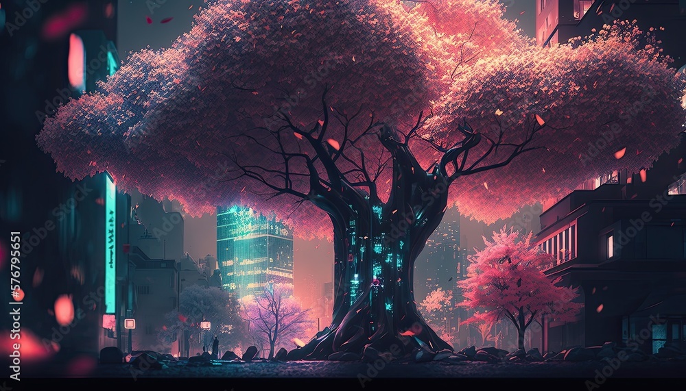 The Fantastical Reality of a Cyberpunk City: Glowing Neon Skyscrapers ...