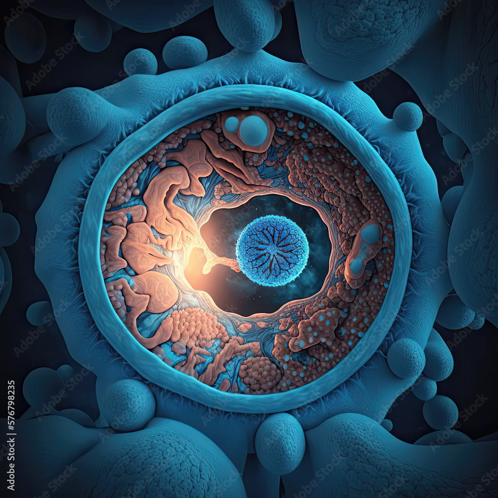 The bowel cancer visible in cross-section. cancer cells depicted. The ...
