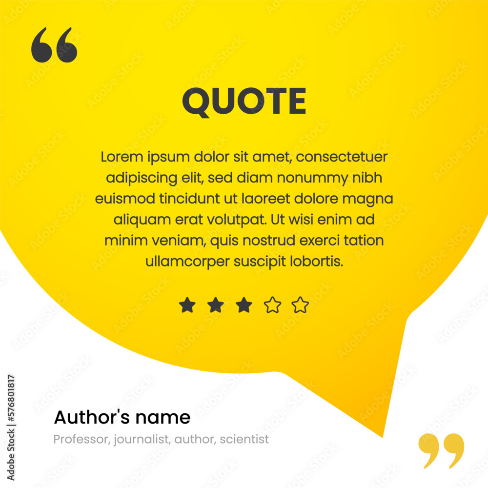 3D bubble testimonial banner, quote, infographic. Social media post ...