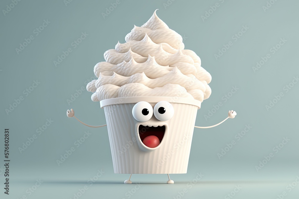 Cute Cartoon Whipped Cream Character with Space for Copy (Created with ...