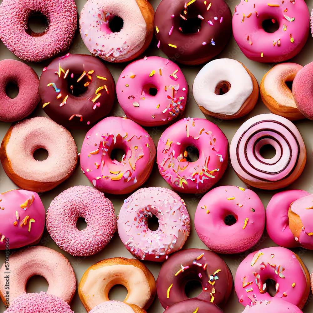 Seamless texture of donuts. Tiles without borders. The repeating ...