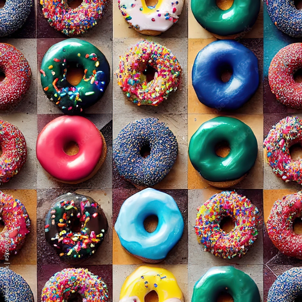 Seamless texture of donuts. Tiles without borders. The repeating ...