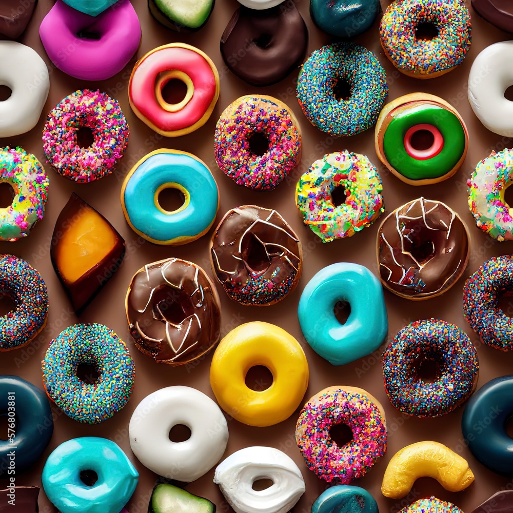 Seamless texture of donuts. Tiles without borders. The repeating ...