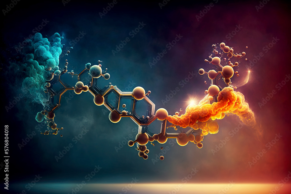 Chemical chain reaction. Generative AI. Stock Illustration | Adobe Stock