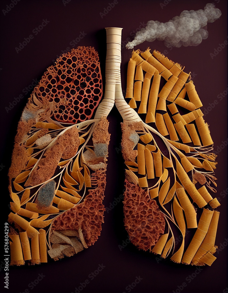 lungs made of cigarettes, model lungs made of paper.Lung damage from ...