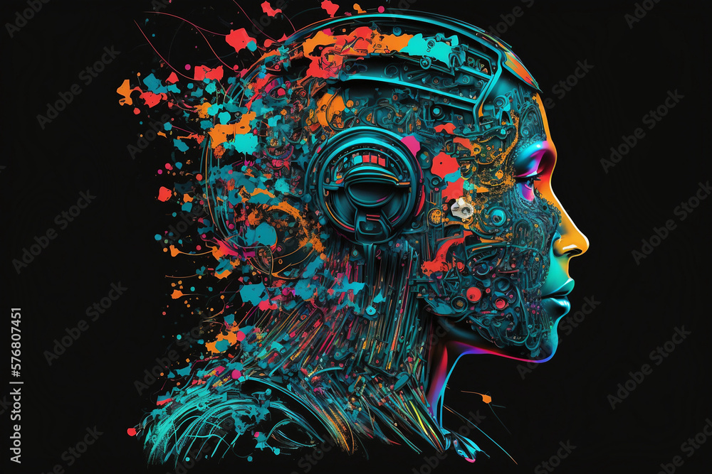 Profile of face representing artificial intelligence-generative ai ...