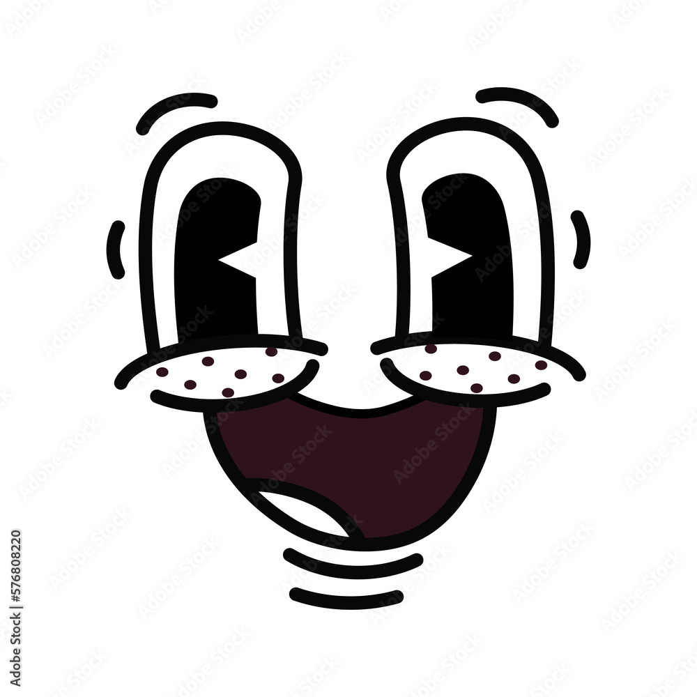 Retro 30s cartoon mascot character funny faces. 50s, 60s old animation ...