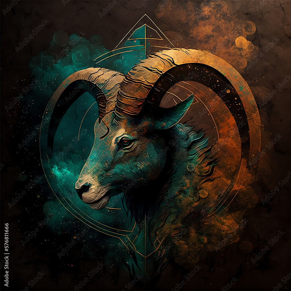 Capricorn Zodiac Sign - Horoscope Symbol with Magical Astrology Goat in ...