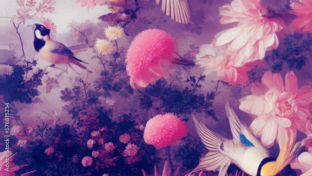 Generative ai motion animation of surreal vintage painting of flowers ...