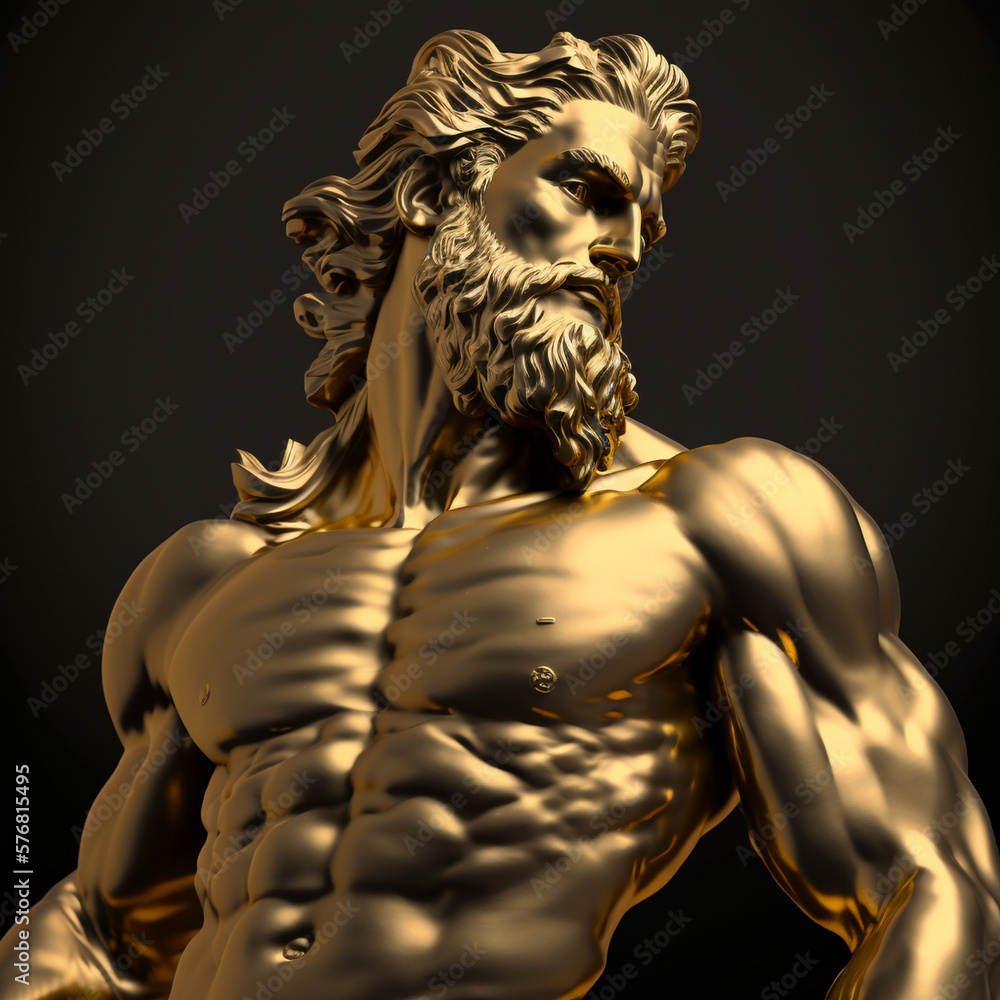 Realistic gold statue of ancient greek gods, generative AI Stock ...