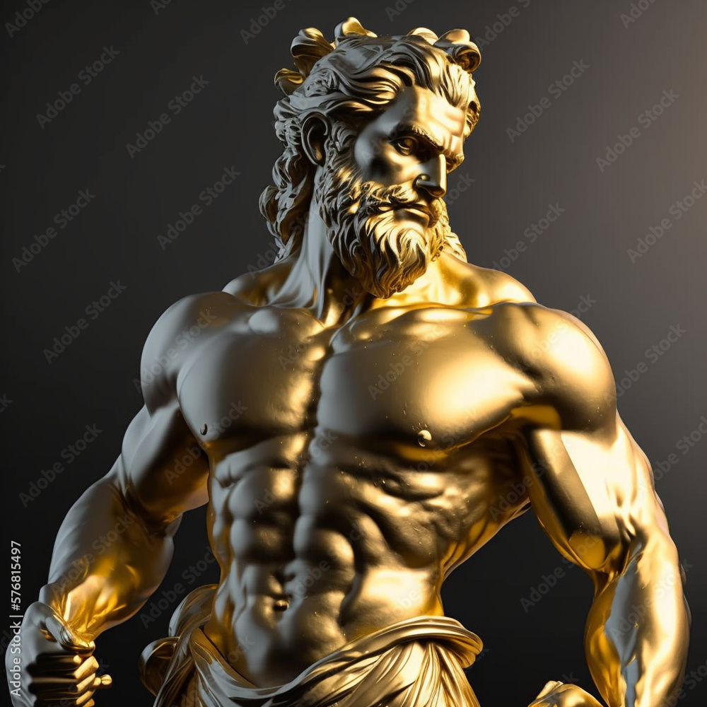 Realistic gold statue of ancient greek gods, generative AI Stock ...