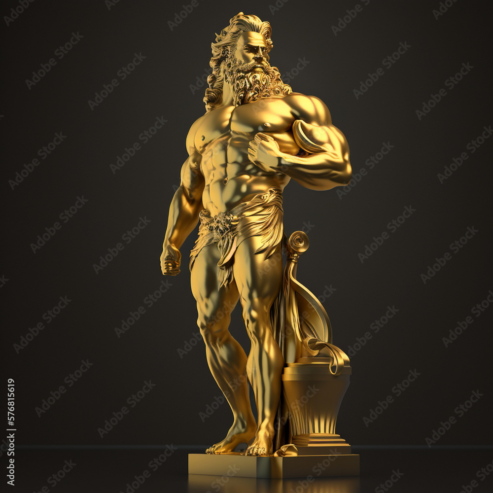 Realistic gold statue of ancient greek gods, generative AI Stock ...