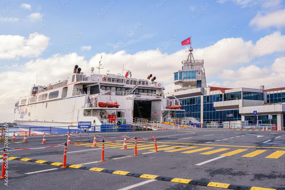 IDO Sea Bus Yenikapi terminal, fast ferry boat public water transport ...