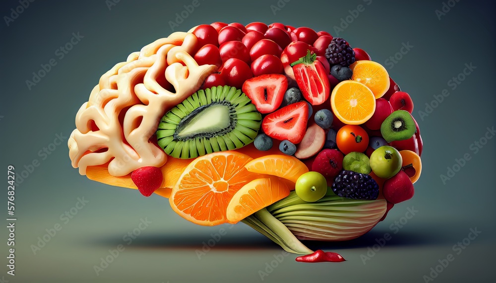Nourish Your Brain: A Colorful Concept of Fruits and Vegetables as the ...