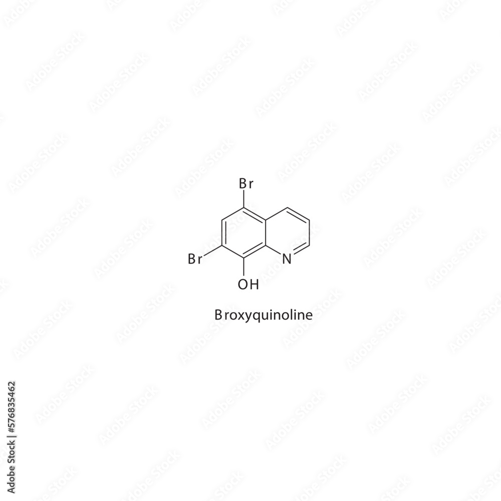 Broxyquinoline flat skeletal molecular structure Antiprotozoal drug ...