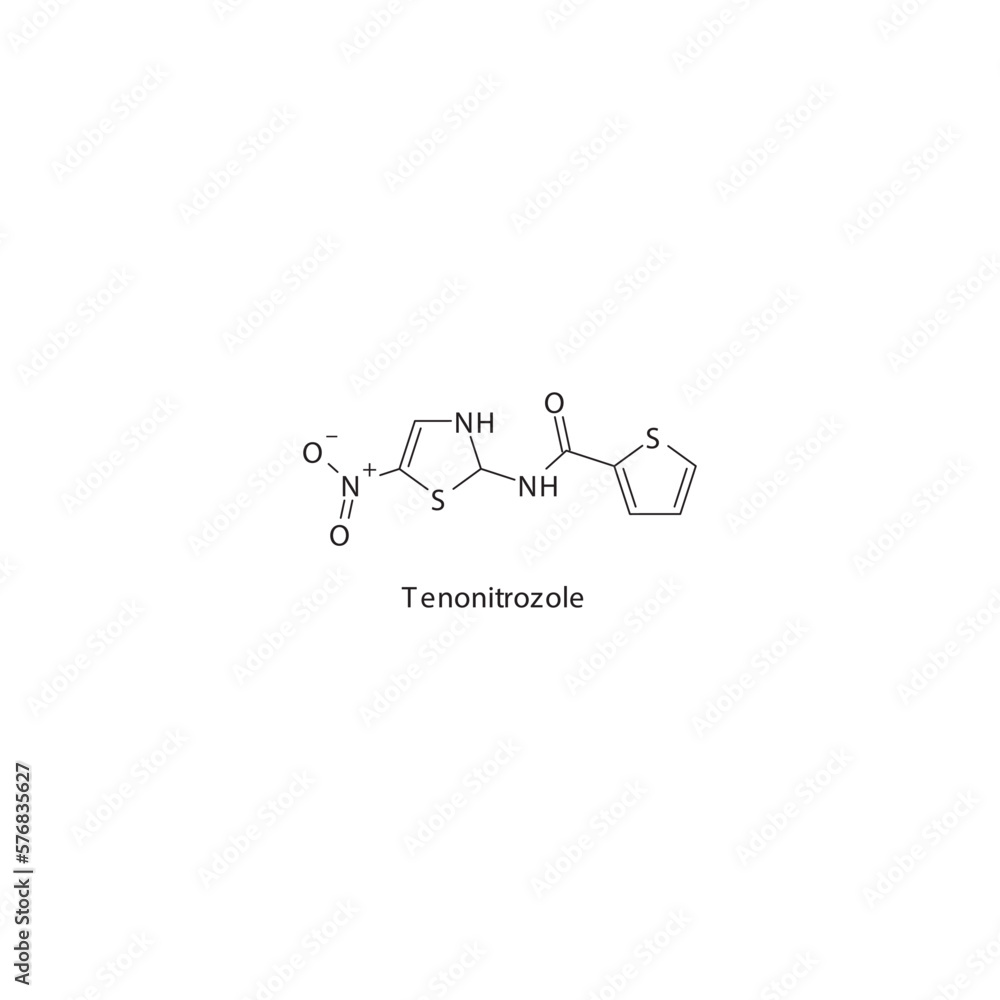 Tenonitrozole flat skeletal molecular structure Antiprotozoal drug used ...