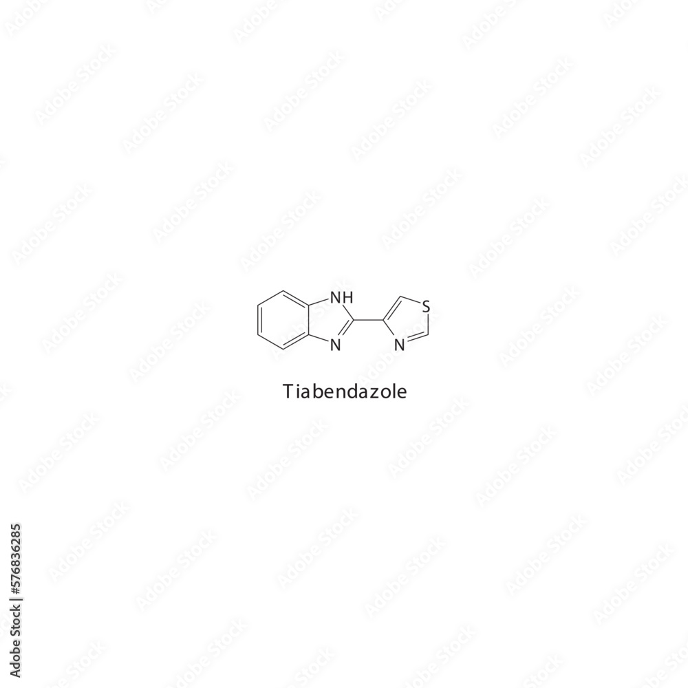 Tiabendazole flat skeletal molecular structure Anthelmintic agent drug ...