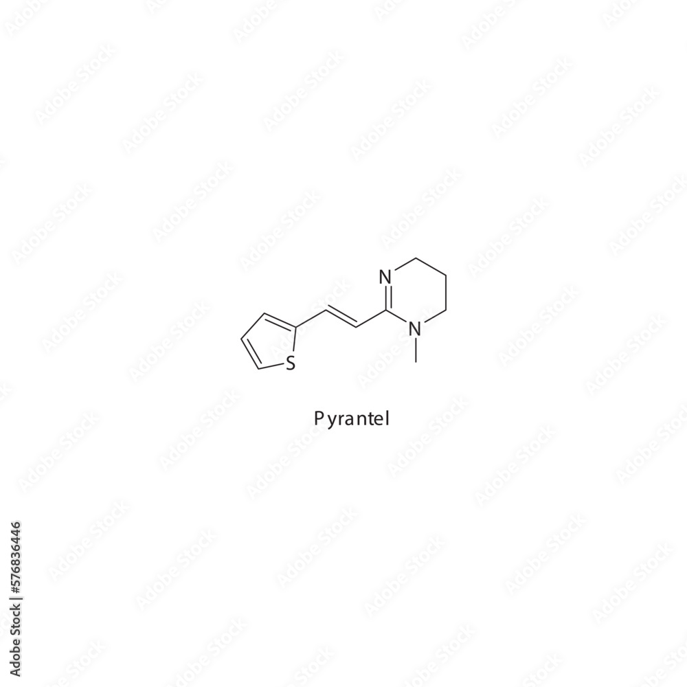 Pyrantel flat skeletal molecular structure Anthelmintic agent drug used ...