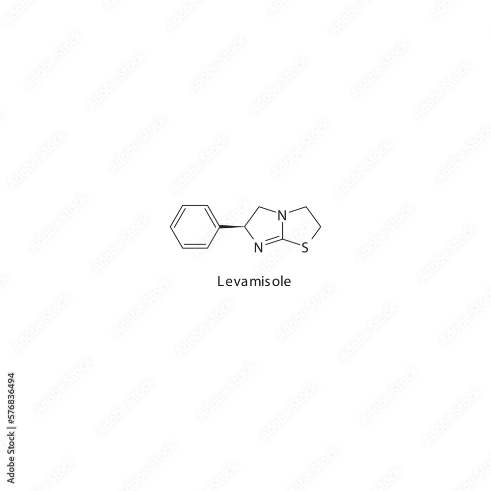 Levamisole flat skeletal molecular structure Anthelmintic agent drug ...