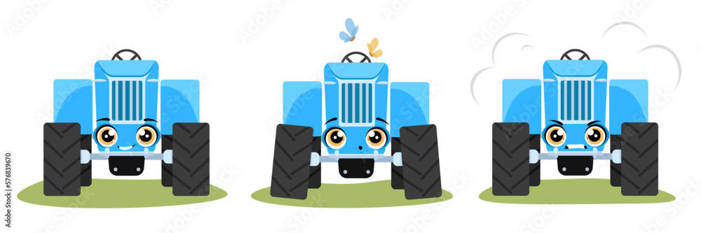 Vector illustration of cute and beautiful little tractors isolated on ...
