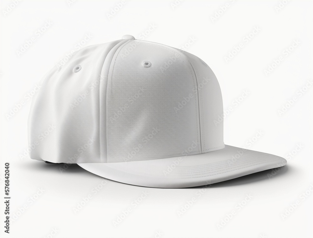 empty white snapback hat mockup isolated on a white blank background ...